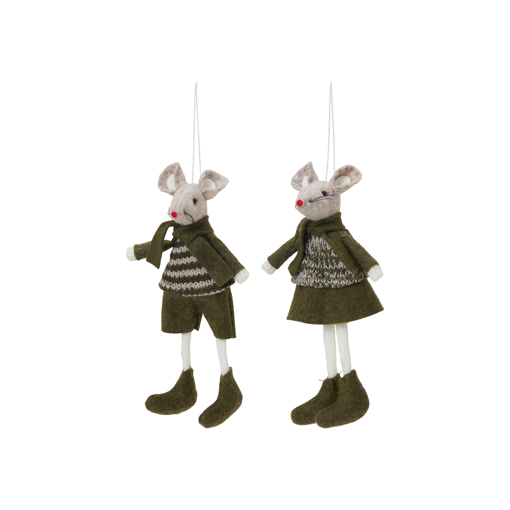 Sixten & Sally Green Hanging Mice Decorations